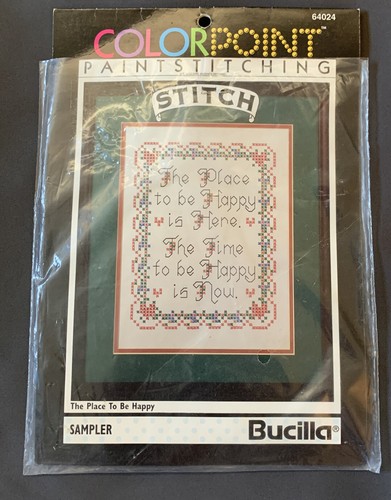 Bucilla ColorPoint Paint Stitching 64024 THE PLACE TO BE HAPPY Sampler ...