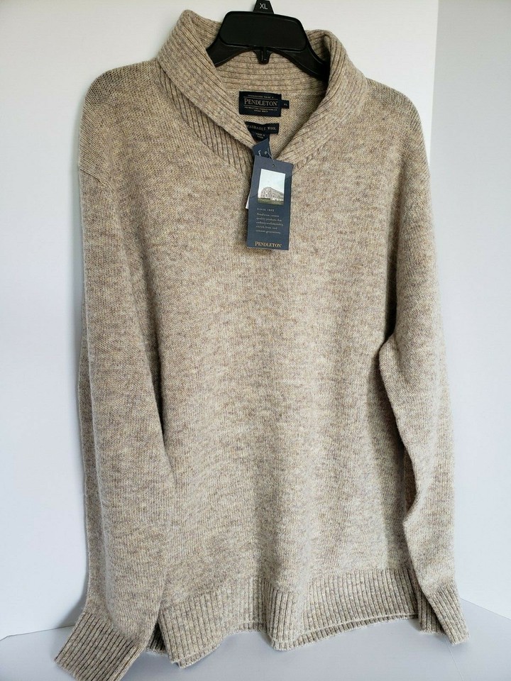 PENDLETON WOOLEN MILLS WASHABLE WOOL L/S PULL OVER TAN SWEATER SIZE XL NWT $200 | eBay