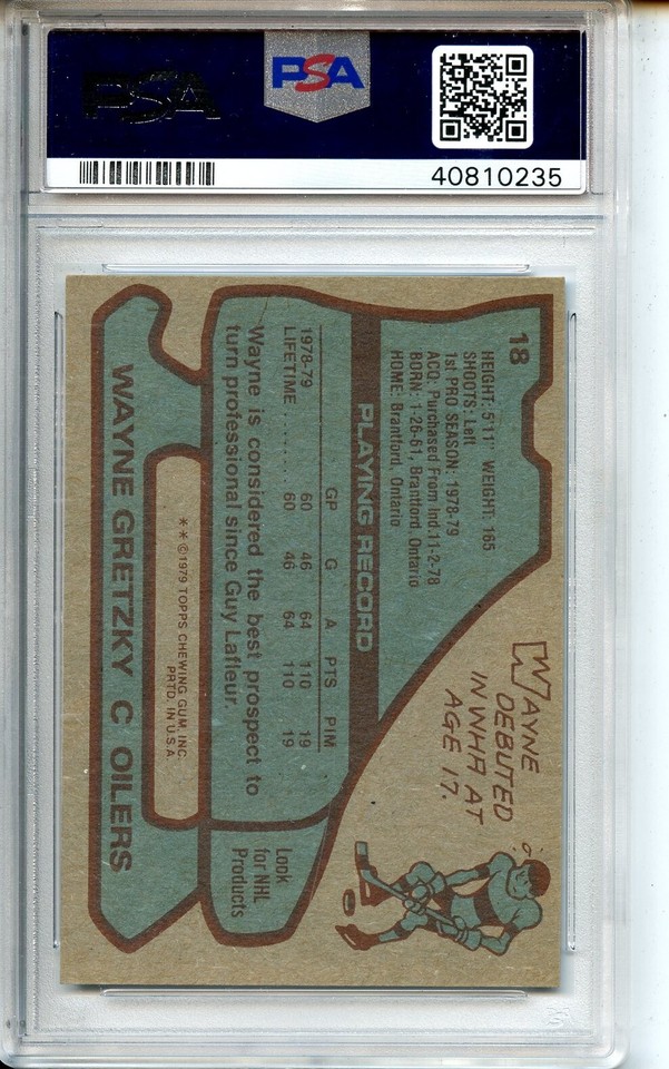 1979-80 TOPPS #18 NHL ICE HOCKEY WAYNE GRETZKY ROOKIE PSA AUTHENTIC ...