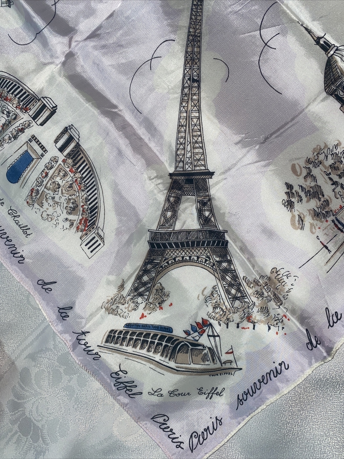 Vintage 1940’s Silk Scarf Paris Eiffel Tower Daceta Souvenir Scarf Rare ...