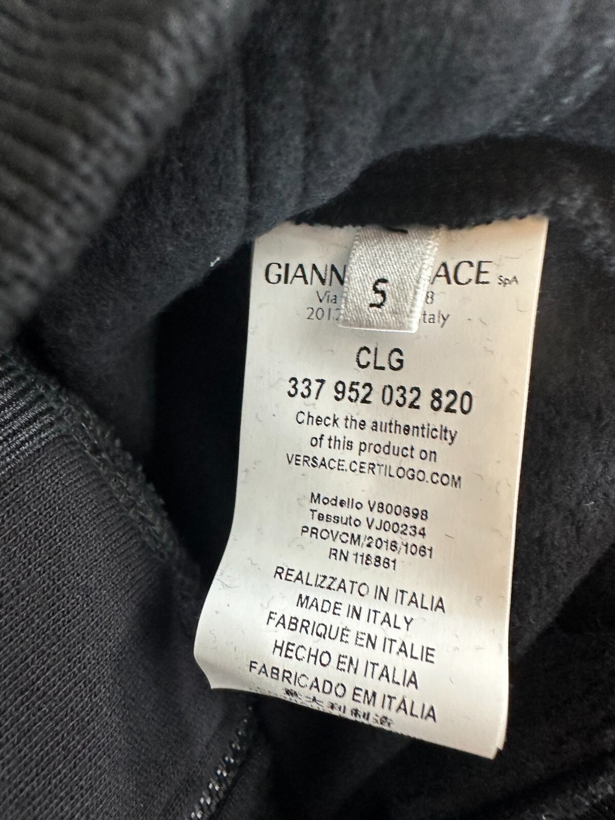 New with CLG Authentic Versace Col V80098 Black Full Zip Hoodie Size S ...