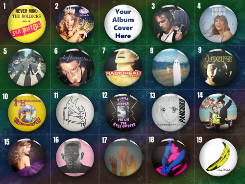 Album Cover Pin Badges | Design Your Own Cutomised Option | Music Band ...