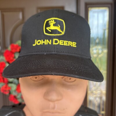 NEW JOHN DEERE CONSTRUCTION Chino Baseball Hat LP69073 BLACK YELLOW low ...