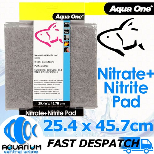Aqua One Aquarium Fish Tank Self Cut Nitrite Nitrate Filter Pad 25.4 x ...