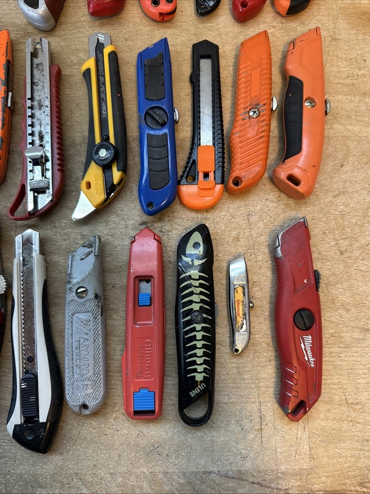 Lot of 60 Utility Knives Box Cutters Assorted Brands Styles Colors TSA ...