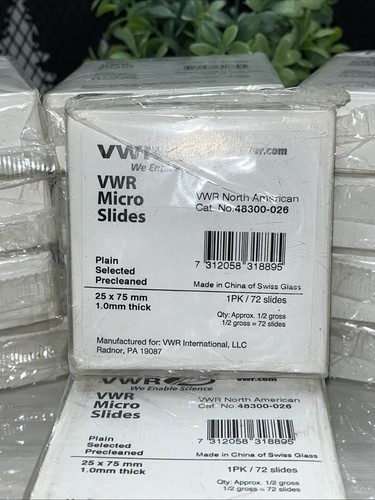 24 PACKS- VWR Microscope Slides 72 Pack Plain Selected 25x77x1mm 48300 ...