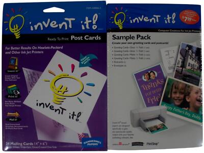 New LOT Of 2 INVENT IT! PACKS Postards & Greeting Cards For Ink Jet ...