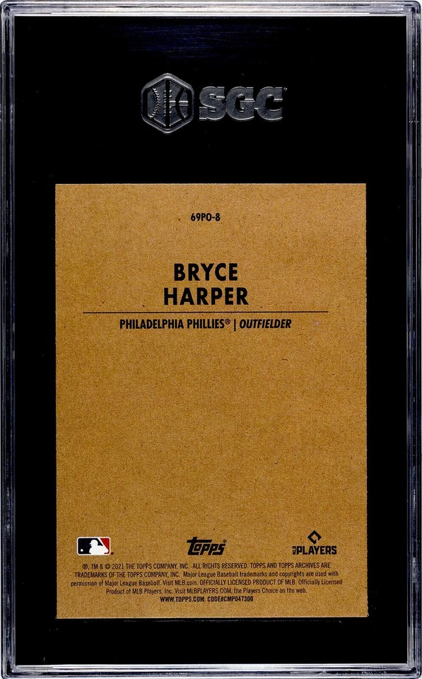 2021 Topps Archives #69PO-8 Bryce Harper '63 Peel-Off SGC 9.5 MINT+ | eBay