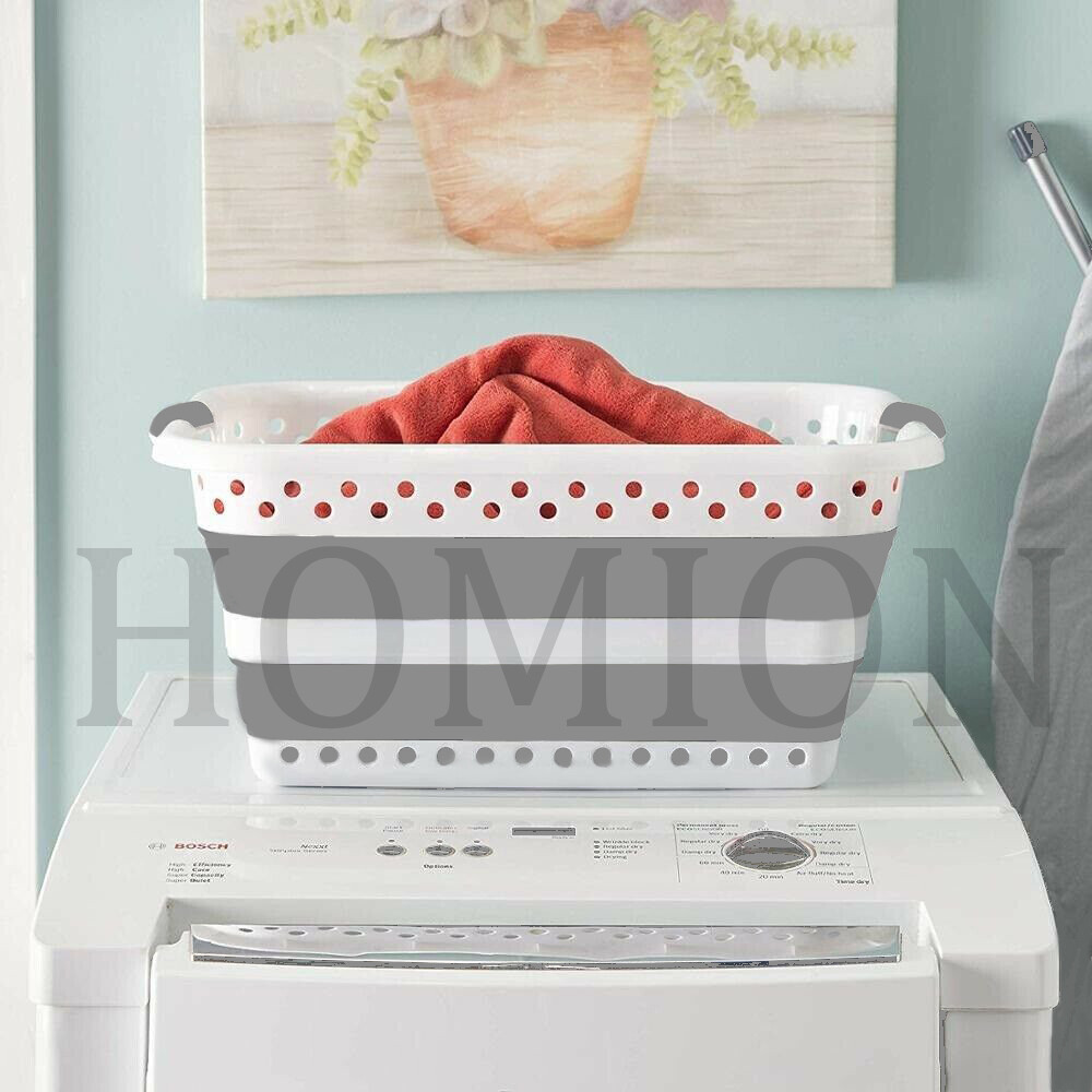 Collapsible Folding Laundry washing Basket storage Space Saving Cloth ...