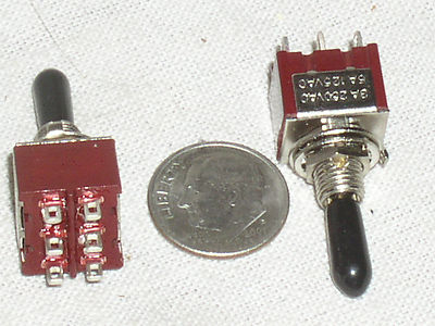2 MINI TOGGLE DPDT MOMENTARY MOM-OFF-MOM SWITCH 6 A AMP AC DC 6A RUBBER ...
