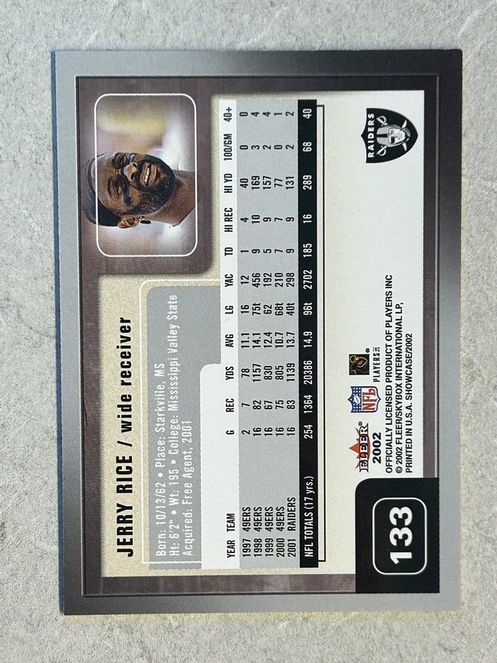 2002 Fleer Showcase #133 Jerry Rice Avant Card 49ers HOF 🏈🔥 | eBay