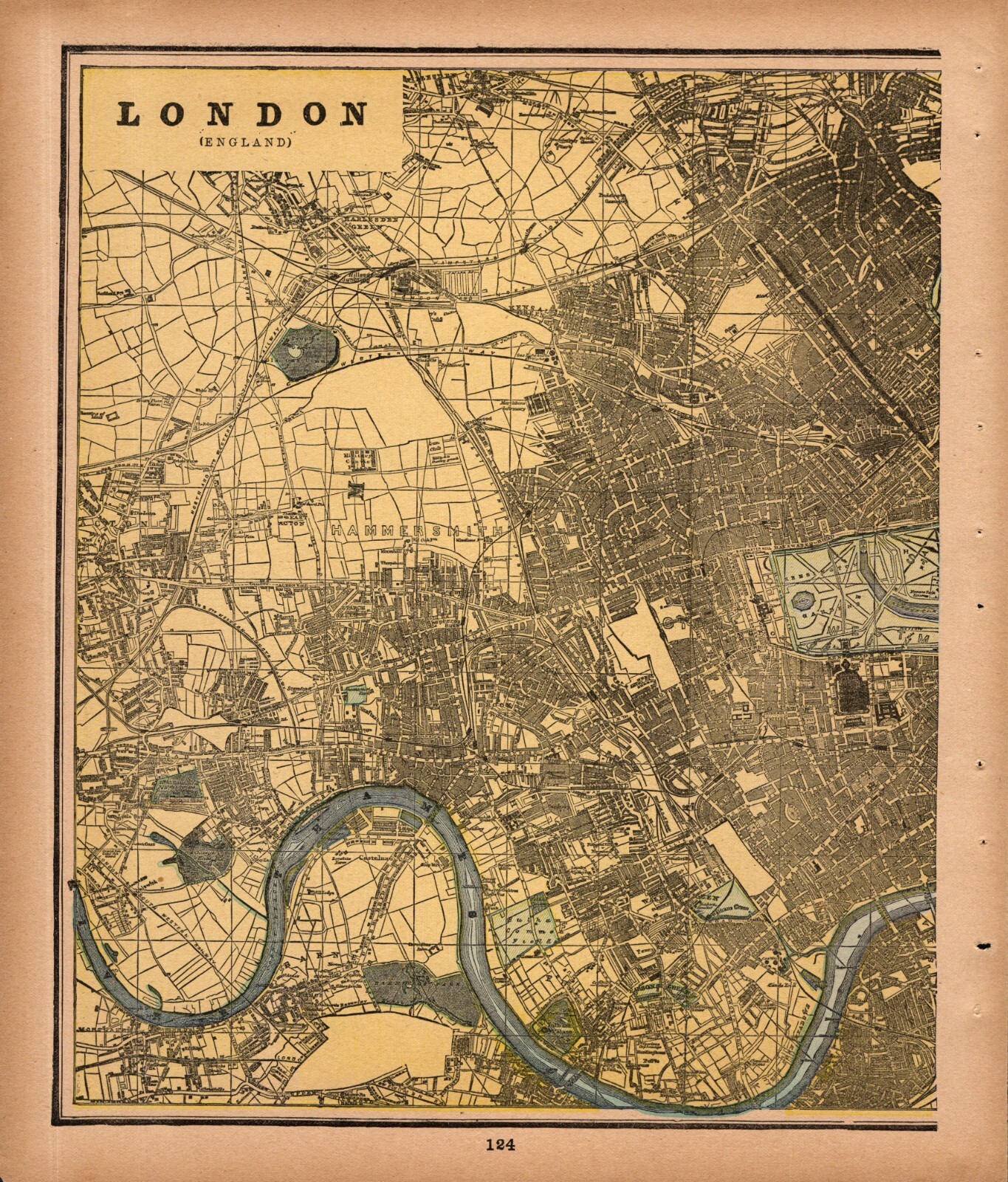 1895 Antique London England City Map George Cram Street Map of London ...