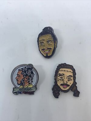 Lot Of 3 Post Malone Enamel Pin Badge Music Patch Gold Teeth NEW ...