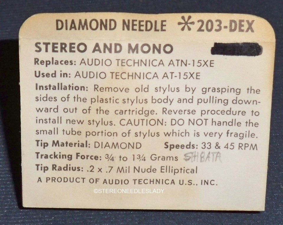 GENUINE AUDIO TECHNICA DIAMOND SHIBATA for AT15 AT20 203-DEQ DEX | eBay