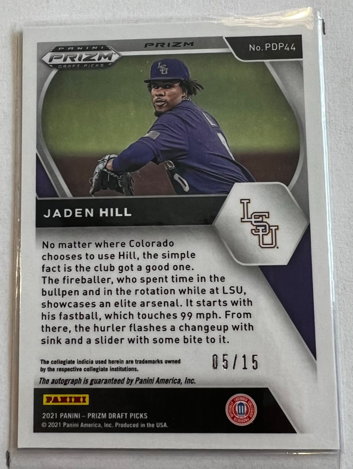 JADEN HILL 2021 Panini Prizm Draft Picks Snakeskin Auto RC /15 | eBay