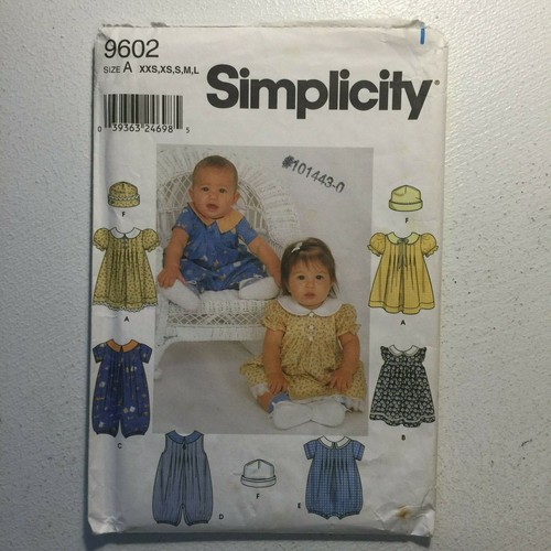 Simplicity Sewing Pattern 9602 sz A XXS XS S M L Romper Dress Hat Uncut ...