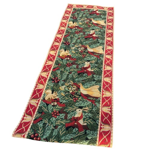 Renaissance Woven Art Christmas table runner tapestry rabbit squirrel ...