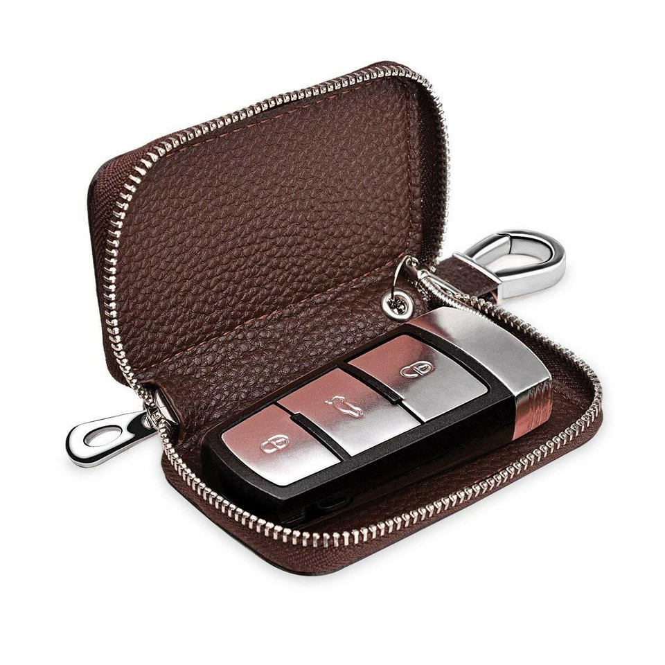 Buffway Car Key case,Genuine Leather Car Smart Key Chain Keychain ...