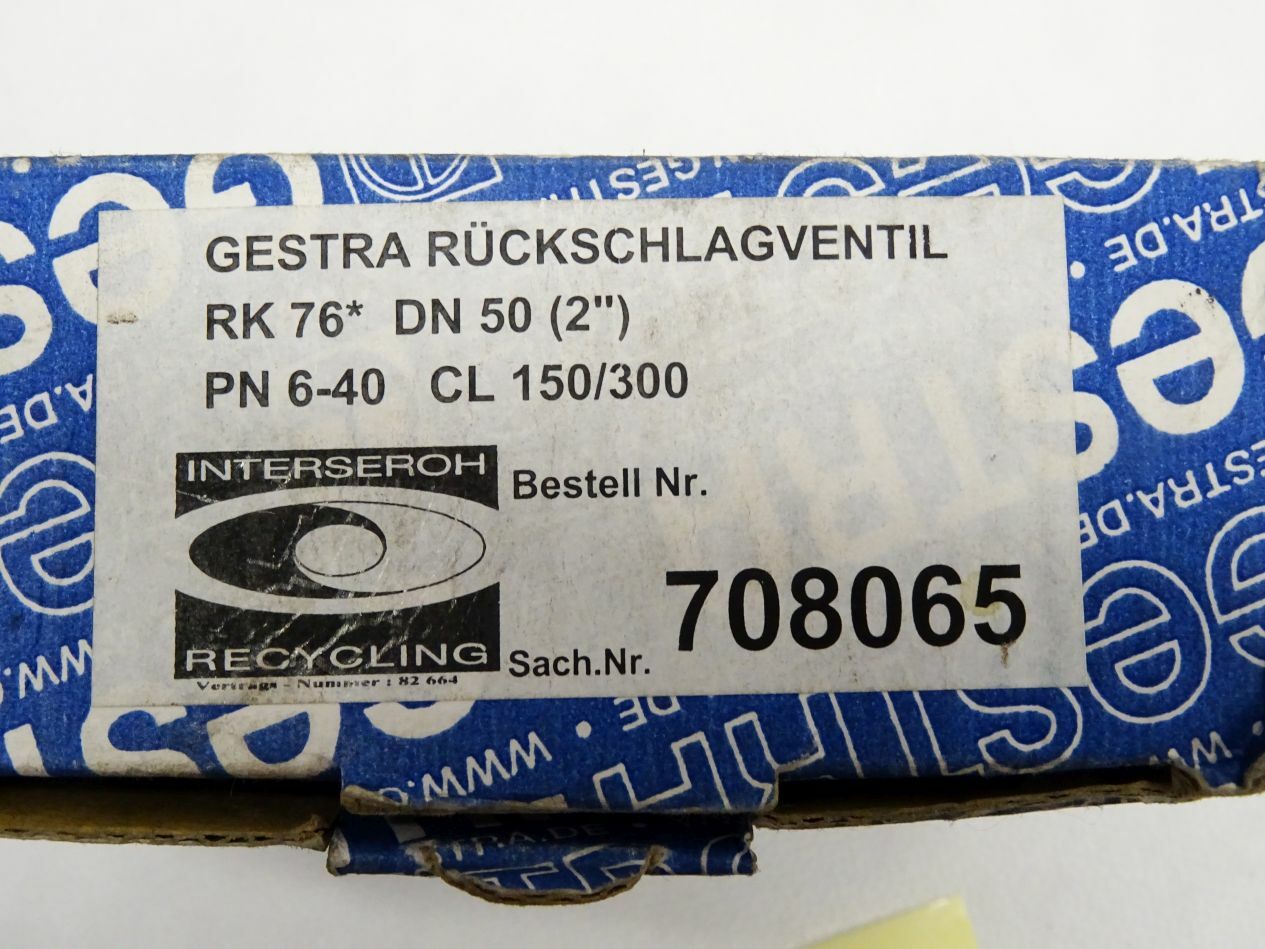 Gestra Rückschlagsventil RK76 1.4107 DN50 CL 150/300 PN 6-40 / CA15 ...