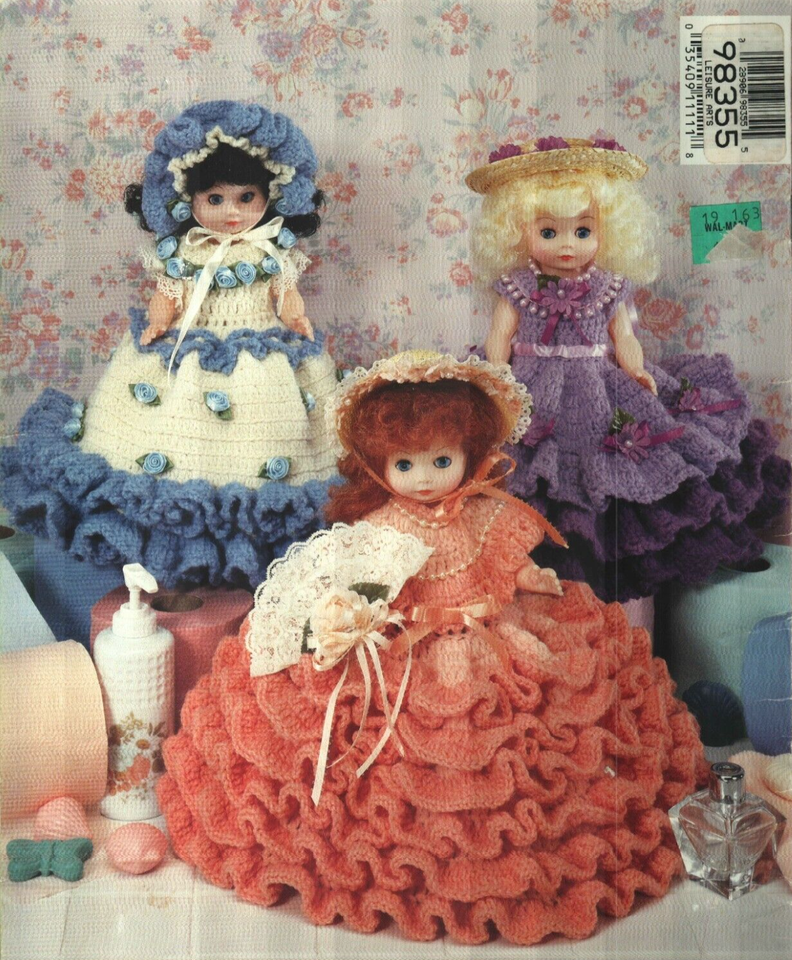 NEW BATHROOM TISSUE DOLLS 6 BATH TISSUE ROLL COVERS CROCHET PATTERN ...