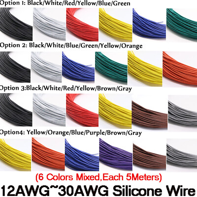 30/28/26/24/22/20/18/16/14/12 awg Silicone Stranded Wire Kits 6 Colors ...