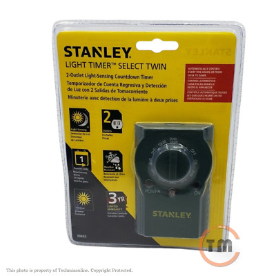 Stanley Light Timer Select Twin 2-Outlet Light Sensing Countdown Timer ...