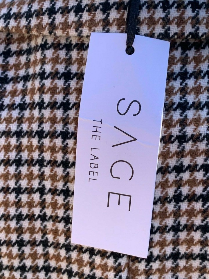 NWT Sage The Label Houndstooth Coat Jacket Thick Size M/L B2 | eBay