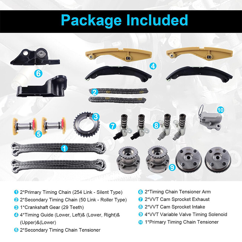Timing Chain Kit With VVT Cam Phaser for Ford F-150 Lincoln MKX 3.5L ...