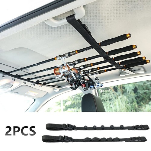 For Car Roof Fishing Rod Rack Pole Holder Strap 2 Pack Adjustable ...