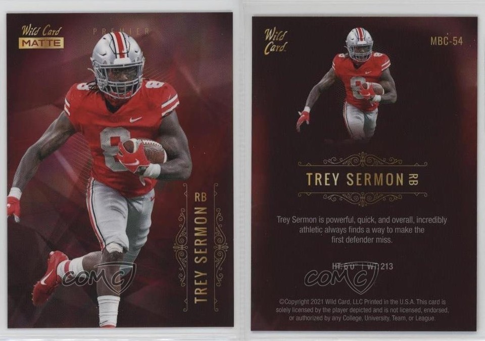 2021 Wild Card MATTE Retail Chase Red Trey Sermon #MBC-54 Rookie RC 0h1 ...