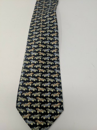 Nadia Roden Handmade Neck Tie With Old Fashioned Race Car Pattern | eBay