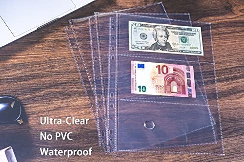 30 Sheets Currency Pages 3 Pockets Paper Money Protectors for 3 Ring ...