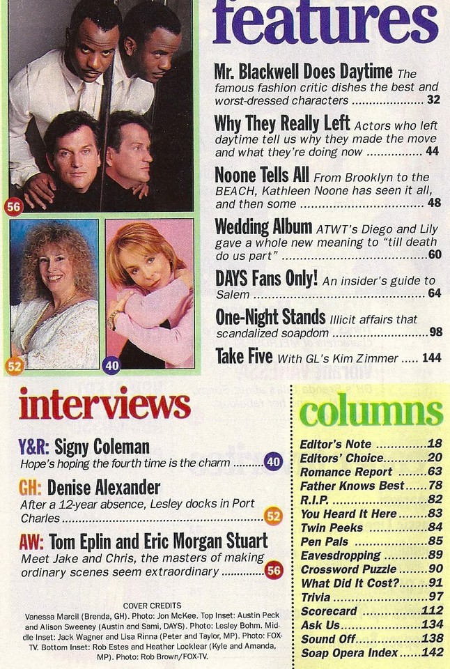 SOAP OPERA DIGEST May 20 1997 Vanessa Marcil Melrose Place Denise ...