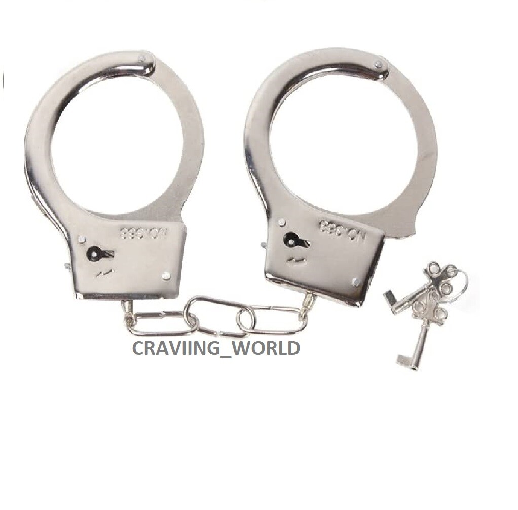Novelty STEEL METAL HANDCUFFS + KEYS Handcuff Hen Stag Night Sex Aid ...