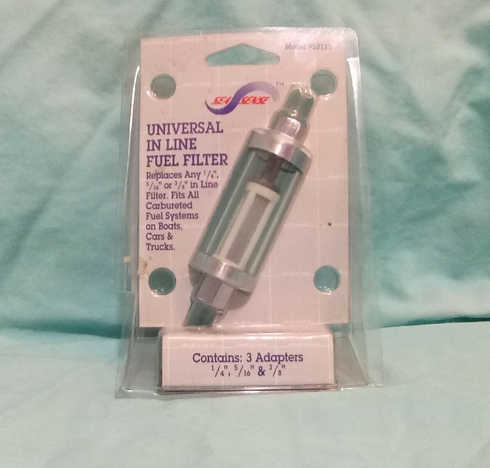 NIP Seasense Universal In Line Fuel Filter 52125 With 3 Adapters 1/4" 5 ...