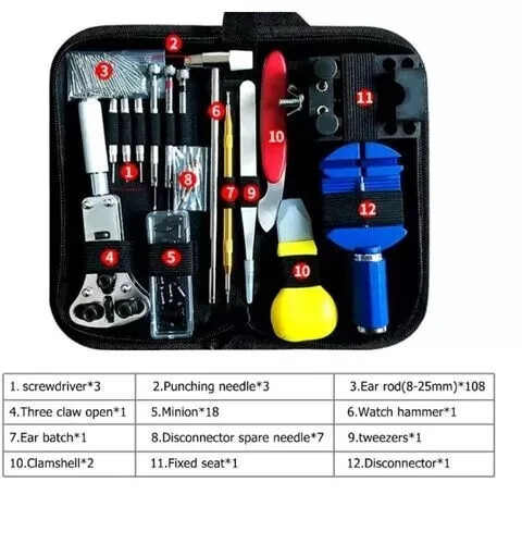 147PCS Watch Repair Tool Kit Back Case Opener Remover Spring Pin Bars ...