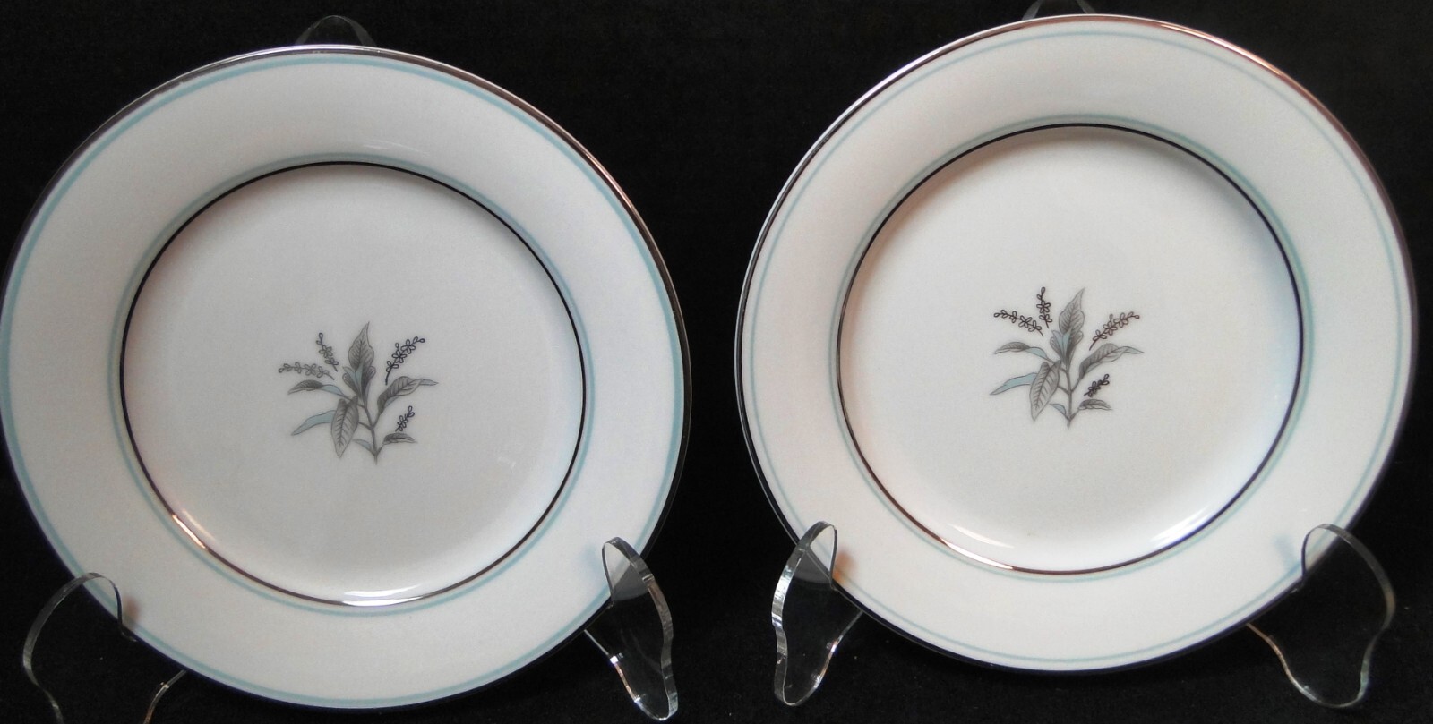 Noritake Shirley Bread Plates 6 1/4" 5774 Japan Blue Silver Set of 2 ...