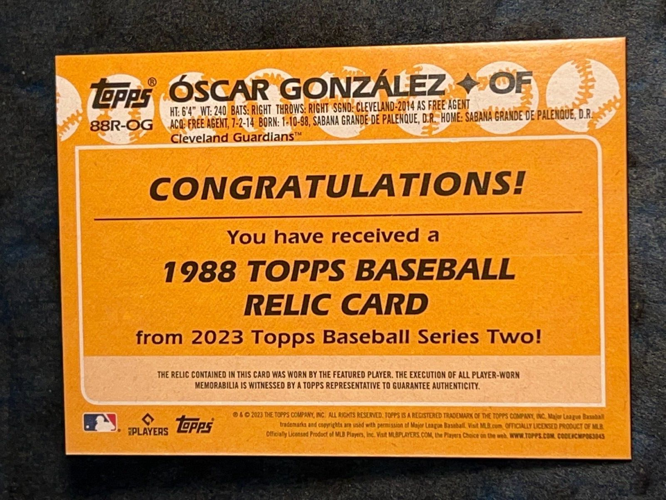 2023 Topps 35TH ANNIVERSARY GAME USED JERSEY ROOKIE Oscar Gonzalez | eBay
