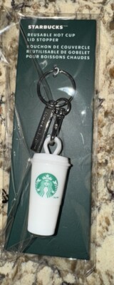 NEW STARBUCKS REUSABLE HOT CUP LID STOPPER KEYCHAIN WINTER 2025 WHITE ...