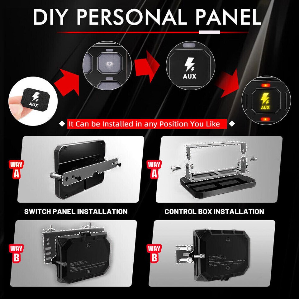 RGB 12 Gang Switch Panel Wireless LED Light Bar Relay System Car UTV ...