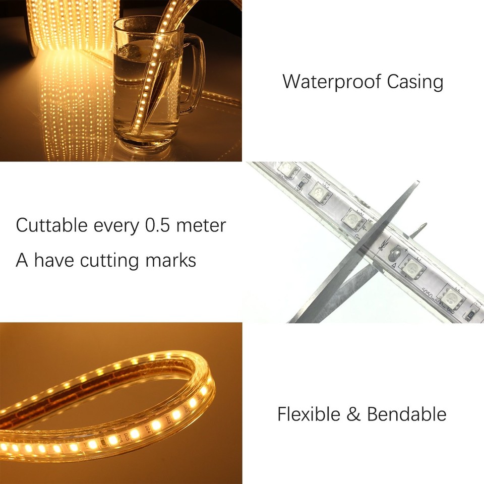 5050-60 Type AC 110-120V RGB LED Strip Lights, Flexible/Waterproof ...