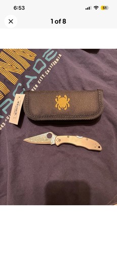 Spyderco Delica 4 Titanium Damascus Blade Lockback Knife | eBay