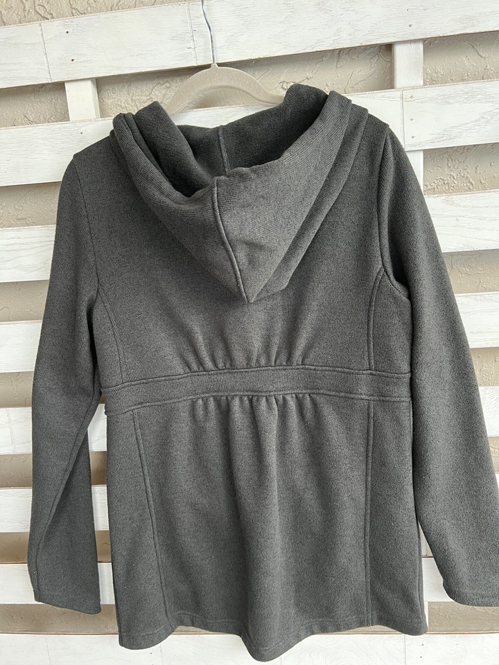 Alpine Design Women M Gray fleece hoodie button jacket Worm Long | eBay