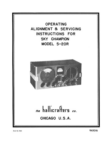 Hallicrafters S-20R S20R Sky Champion Alignment and Servicing Manual | eBay