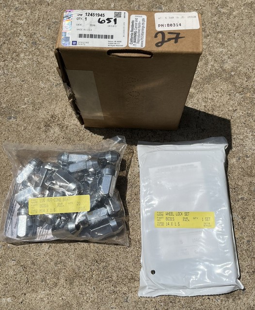 GM Escalade Tahoe Wheel Lock & Lug Nut Kit Chrome 24pc 17801711 for ...