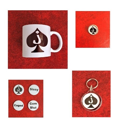 MENS JACK OF SPADES SET / SISSY CUCKOLD WIMP GAY KINKY MUG KEYRING ...