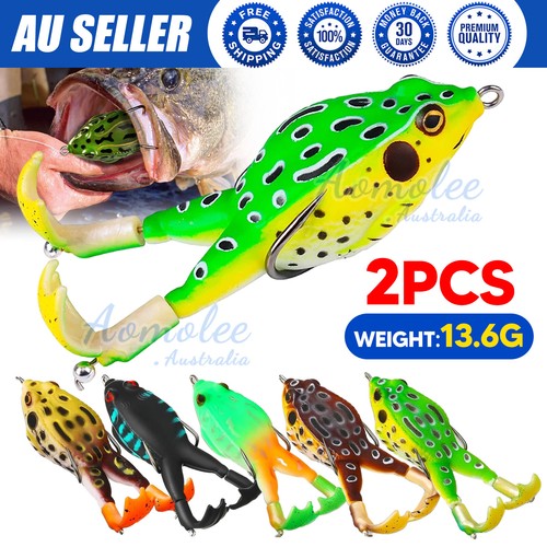 2x Fishing Lures Surface Freshwater Frog Lure Bait Cod Belly Perch Cod ...