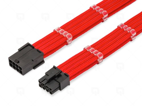 8 Pin GPU,8Pin PCI-E UV RED PET Sleeved Extension Cable 30cm 2 Clear ...