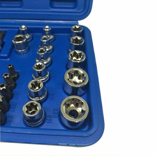 NEW 34pcs Torx Star Sockets & Bit Set Male Female E-torx Security Bits ...