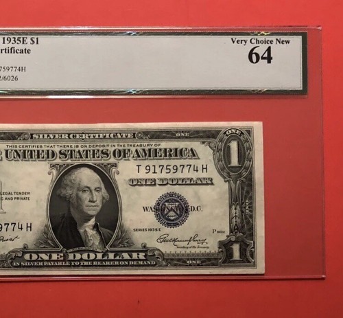 1935E- SILVER CERTIFICATE $1 NOTE GRADED BY LEGACY VERY CHOICE NEW 64 ...